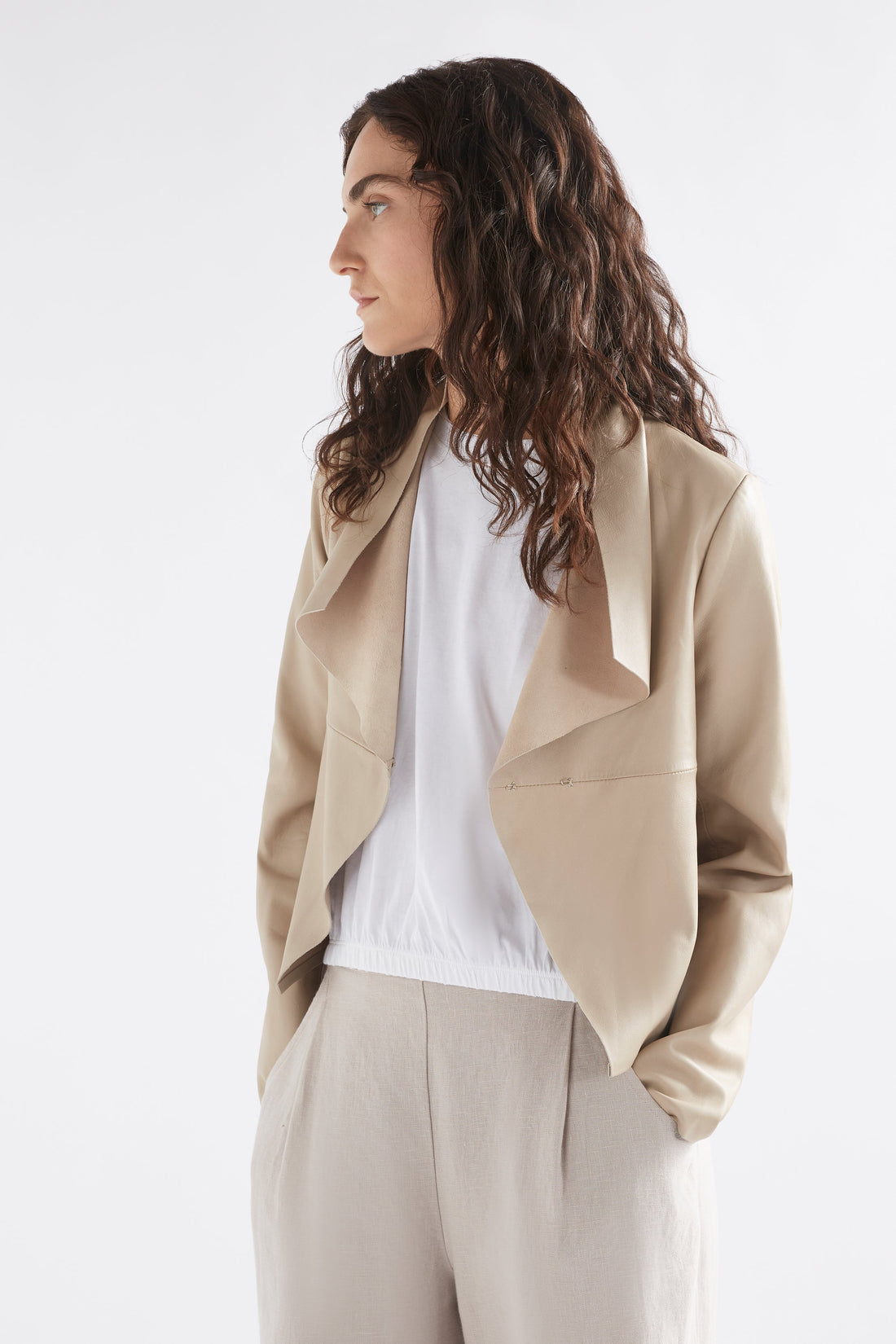 Shop the Women's Stone Colour Fine Leather Jacket | ELK AU