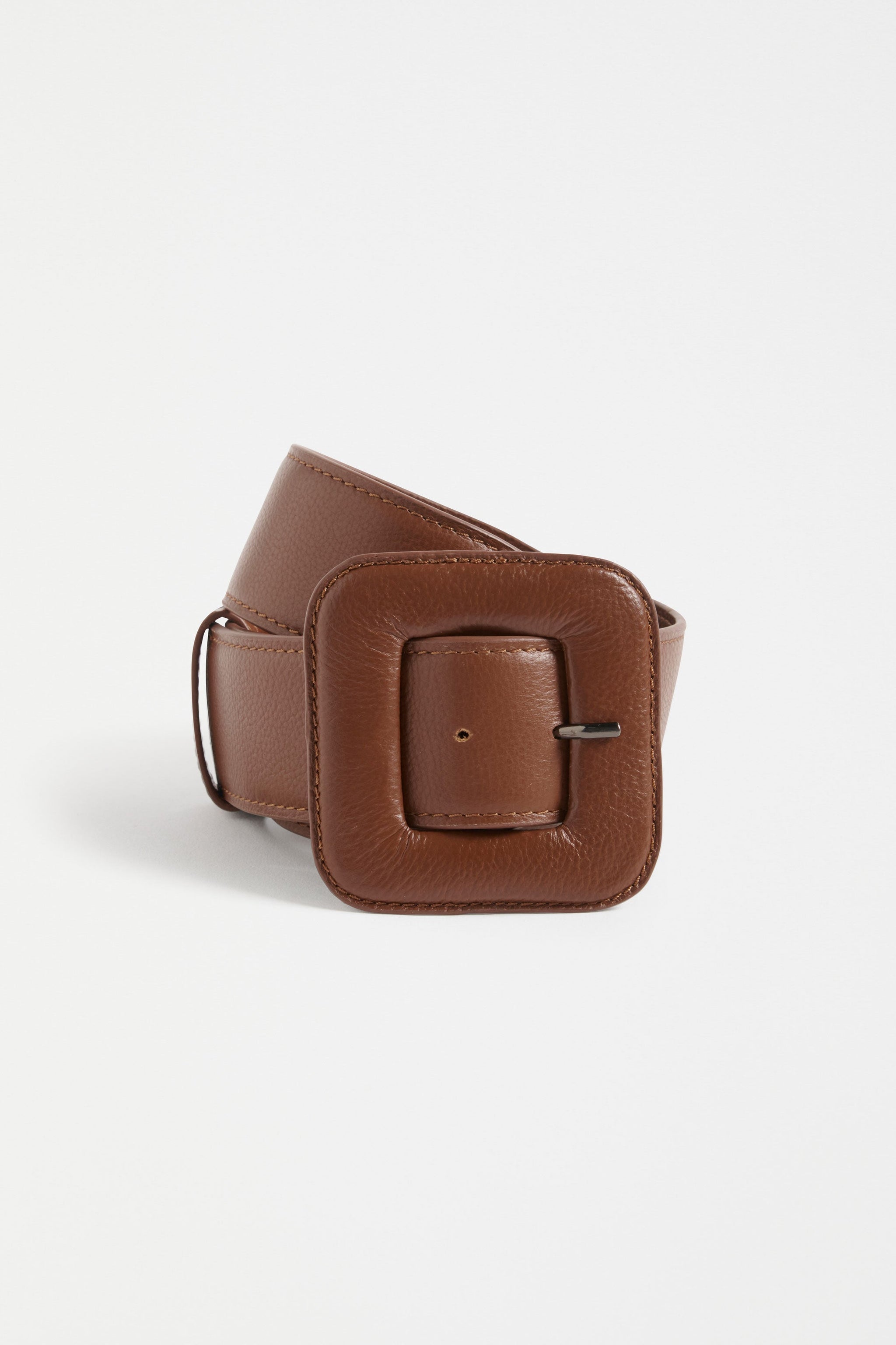 Shop The Trin Chunky Leather Belt with Large Square Leather Buckle | ELK AU